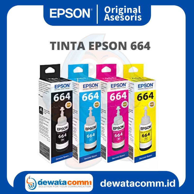 Jual TINTA EPSON 664 BLACK YELLOW MAGENTA CYAN | Shopee Indonesia
