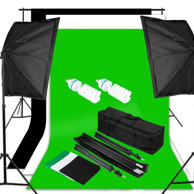 Jual PAKET FOTO STUDIO LIGHTING/ YOUTUBER VLOGER + BACKDROP GREEN ...