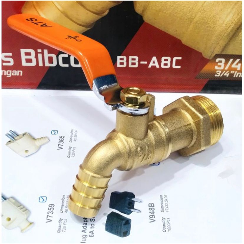 Jual Kran Tembok Kuningan ATS 1/2'' inch 3/4'' inch Pegangan Plat Karet ...