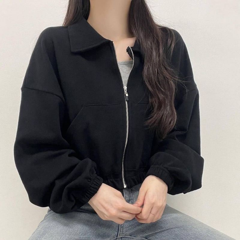 Jual SWEATER VADA COLAR ZIPPER | SWEATER CROPE | JAKET KOREAN STYLE ...