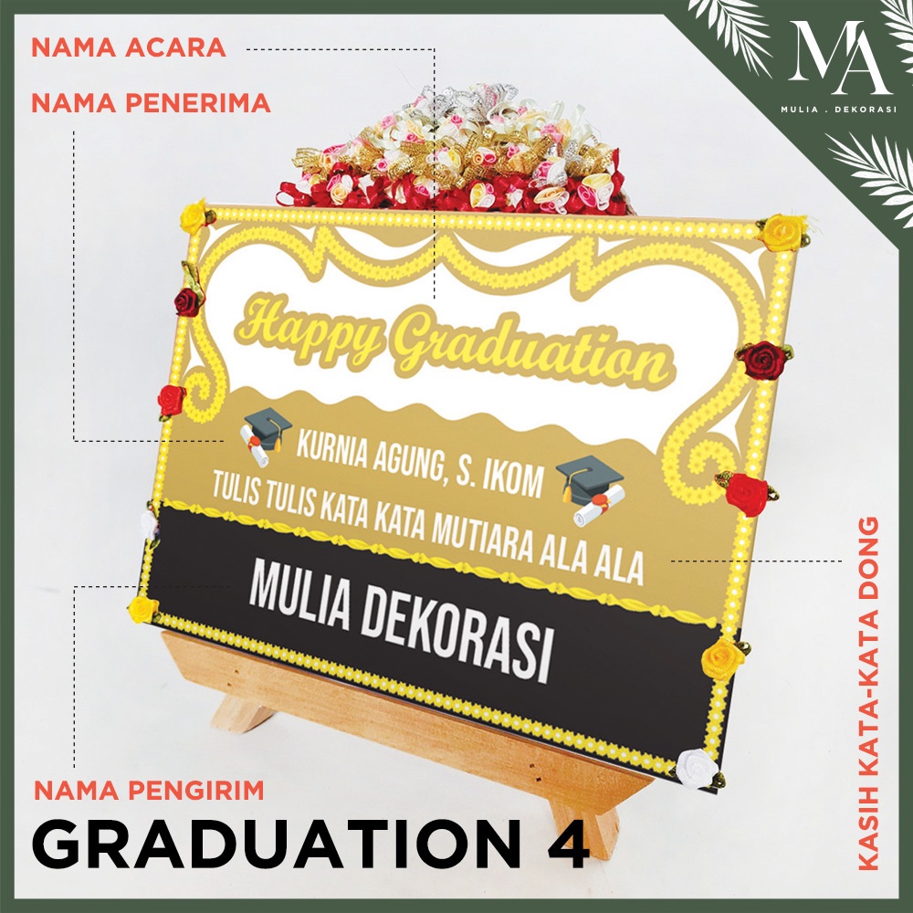 Jual Karangan Papan Ucapan Bunga Mini Gift DIY Custom Graduation ...