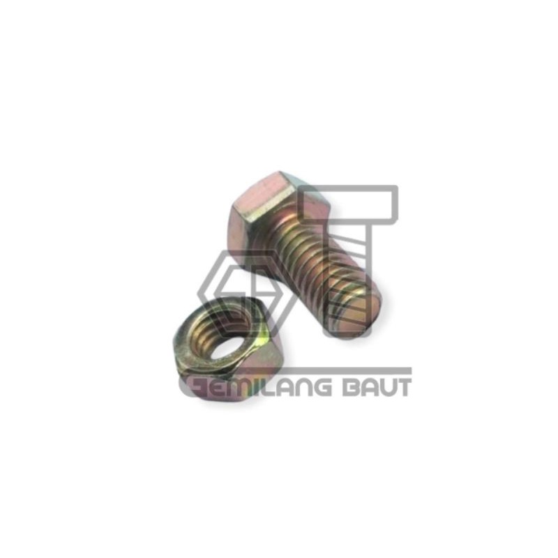 Jual Baut Mur Hexagon Kuning M10 x 15 @50PCS | Shopee Indonesia