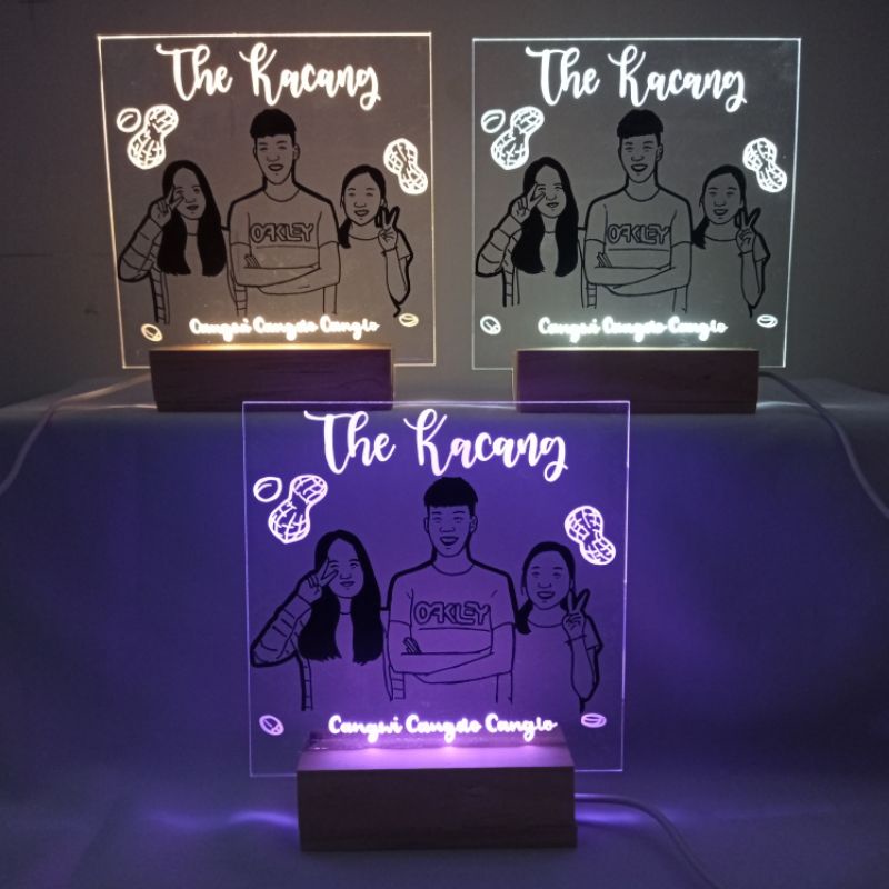 Jual square led acrylic / lettering photo siluet gift / Bingkai Unik ...