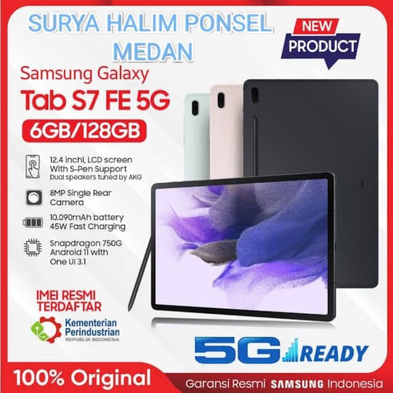 Jual SAMSUNG GALAXY TAB S7 FE T736 6/128 GB GARANSI RESMI | Shopee ...