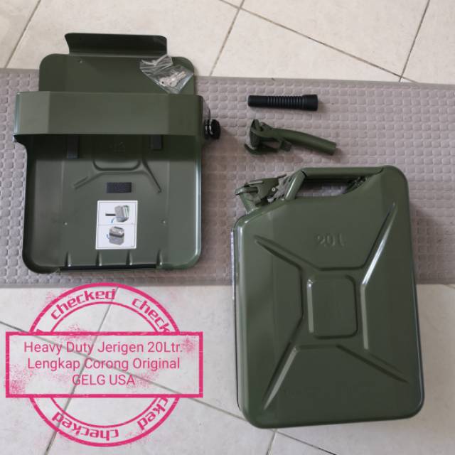 Jual Jerrycan Jerigen 20Liter Heavy Duty GELG USA Braket dan Corong ...