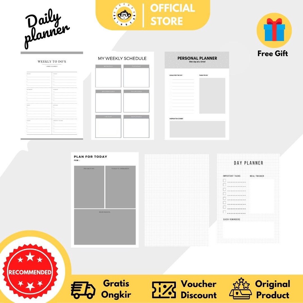 Jual Kertas Daily Planner Hitam-Putih A5 20Ring | Shopee Indonesia