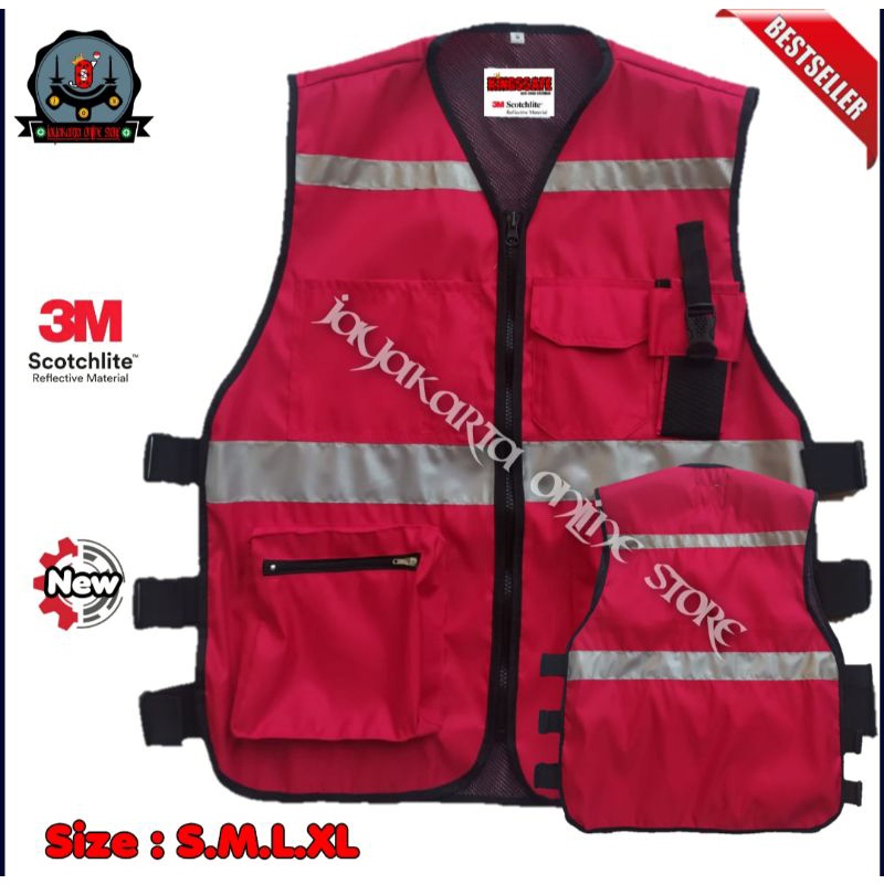 Jual ROMPI SAFETY VEST 3M SCHOTLITE HSE MERAH TASLAN WATER PROOF-ROMPI ...