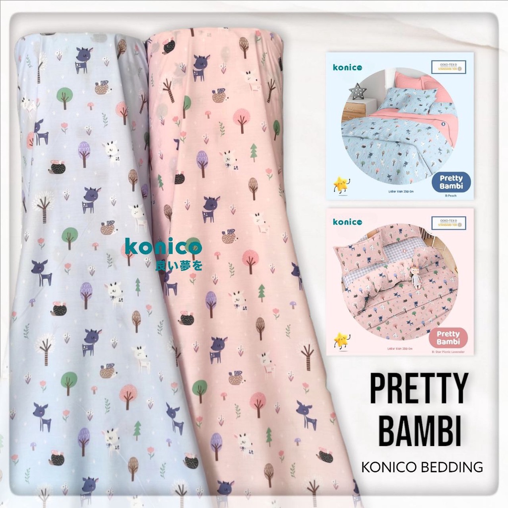 Jual KONICO Bahan Kain Sprei katun Motif tabur Anak PRETTY BAMBI | ELBHE STAR CATRA GROW ...
