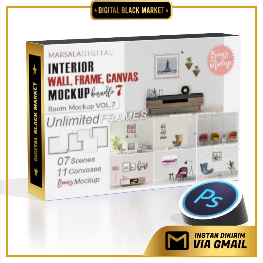 Jual Room Mockup Wall And Frame Bundle 7 - Photoshop | Shopee Indonesia