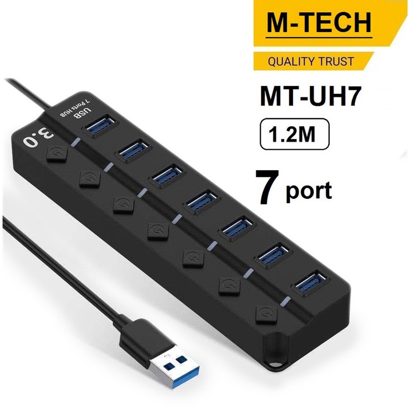 Jual M-TECH HUB USB 3.0 Panjang Kabel 1.2M ON-OFF 7 Port 4 Port ...