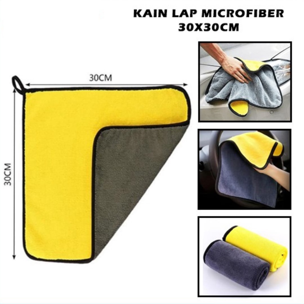 Jual Kain Lap microfiber bahan halus kain lap serbaguna 30x30 cm 2 sisi ...