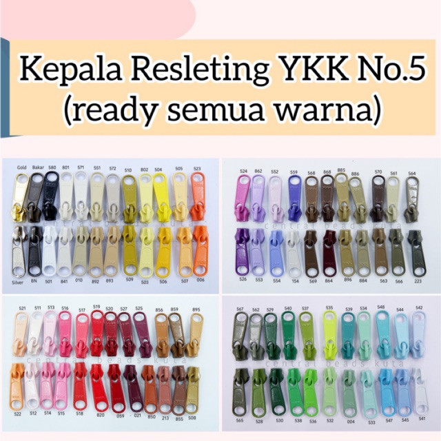 Jual (per pcs) Kepala Resleting YKK No.5 ( KHUSUS REL PLASTIK ...