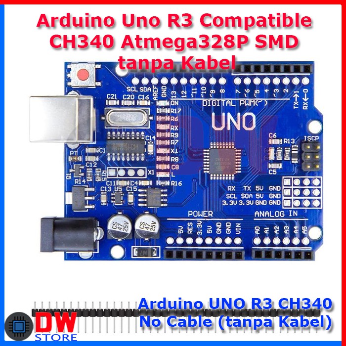 Jual Arduino UNO R3 SMD MEGA328P CH340G Board | Shopee Indonesia