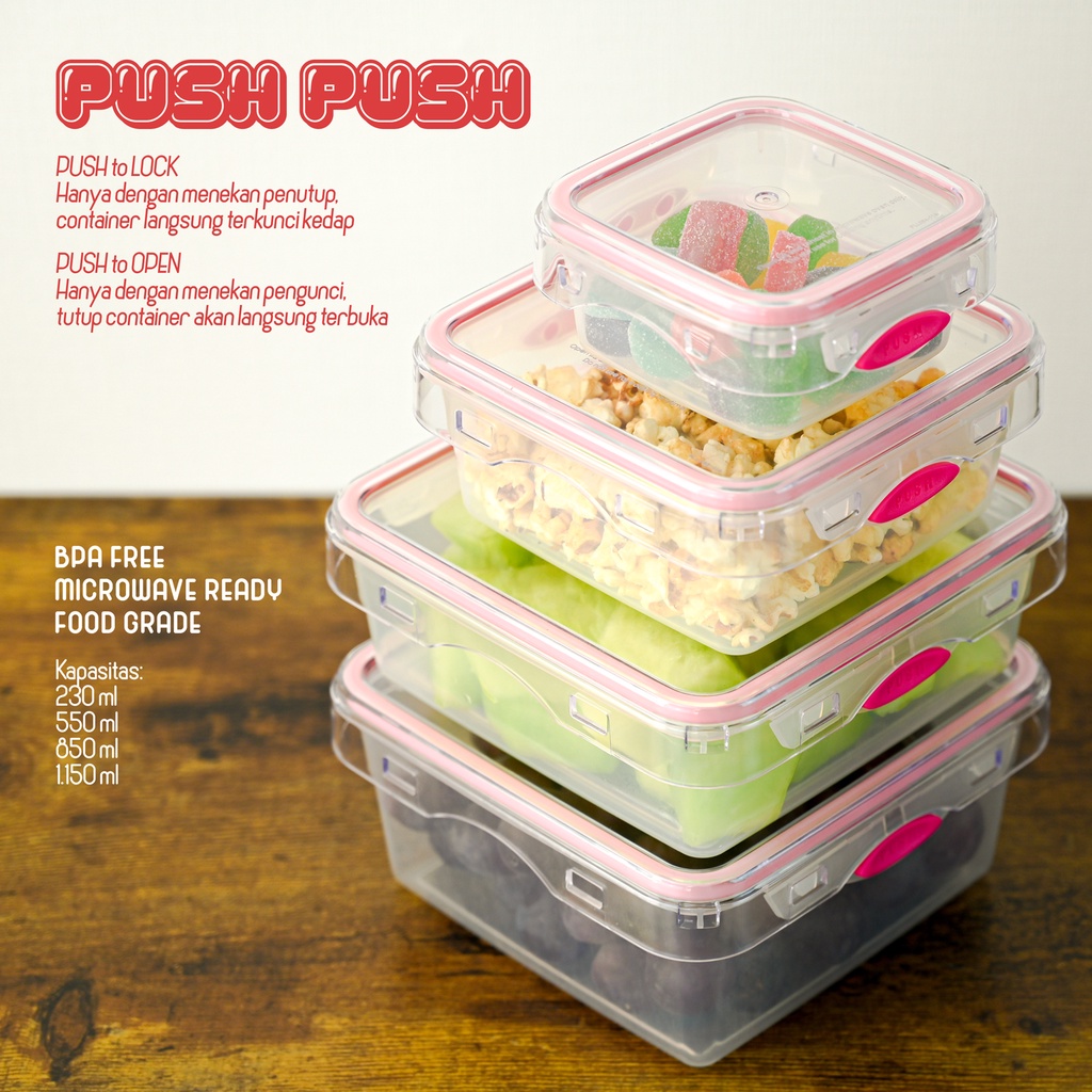 Jual Push Push Food Container bukan Lock Lock Tupperware | Shopee Indonesia
