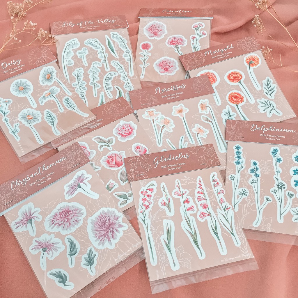 Jual STAMP AND PAPERS Birth Flower Series Sticker Set / Stiker ...