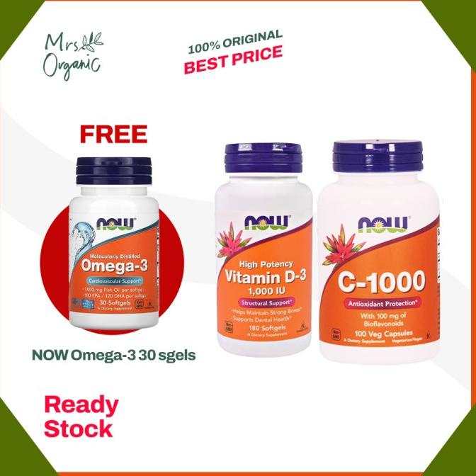 Jual JAGA IMUN KIT ( NOW C-1000 + NOW D3 1000 IU ) FREE NOW OMEGA 3 ...