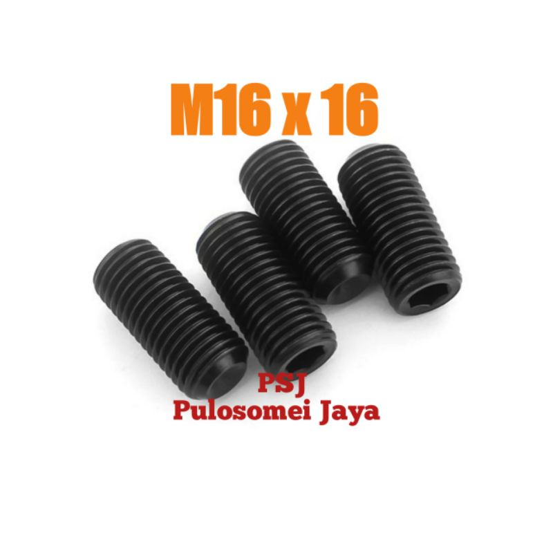 Jual Baja Socket Set Screw M16 x 16 / Baut L Tanam / L Set Hitam | Shopee Indonesia
