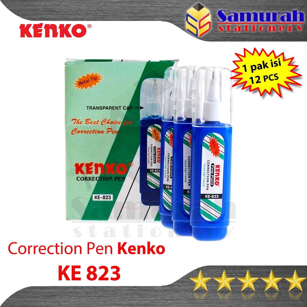 Jual Correction Pen Kenko Ke-823 Metal Tip / Tip-Ex Cair KE 823 Biru 1 Box isi 12 pcs / Tipe X ...