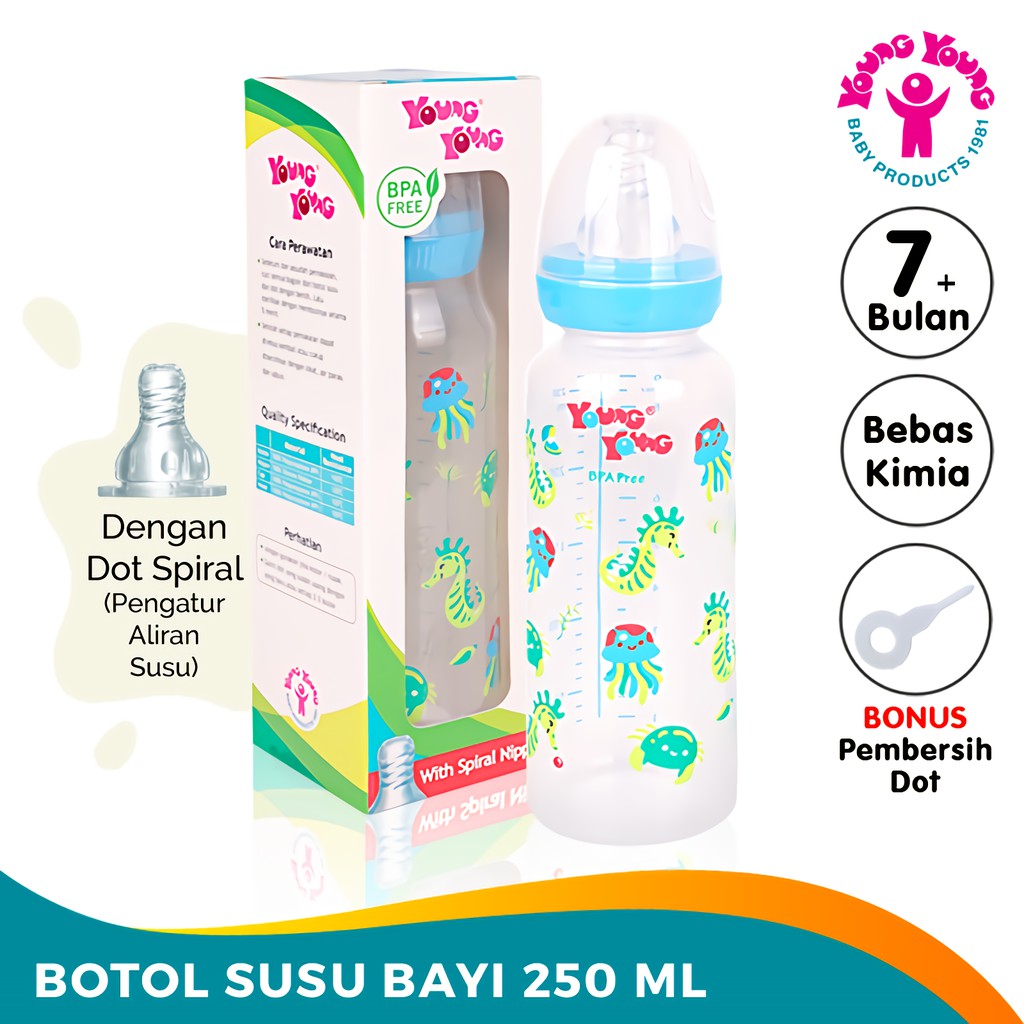 Jual YOUNG YOUNG Botol Susu Bayi 250 ML Bebas Bahan Kimia Baby Bottle IL-811 | Shopee Indonesia