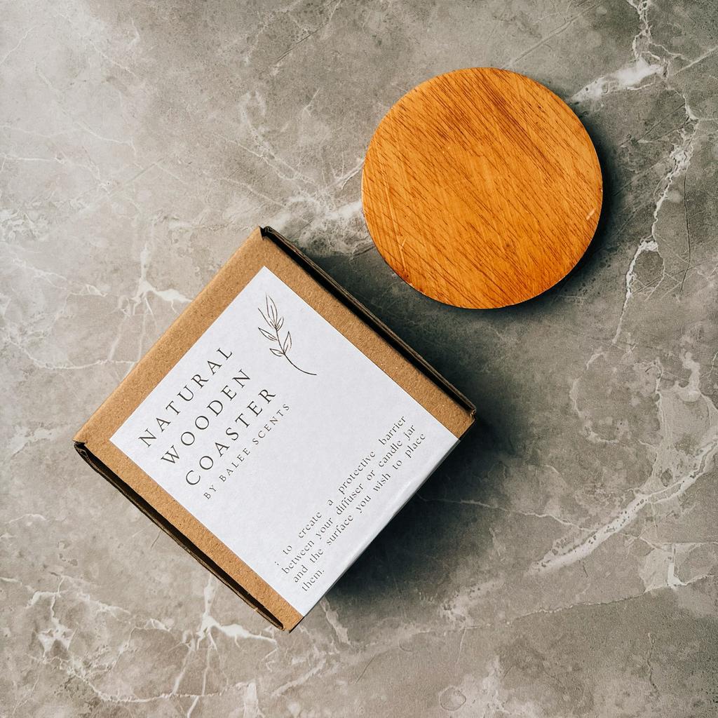 Jual Natural Wooden Coaster for Scented Candle & Reed Diffuser ...