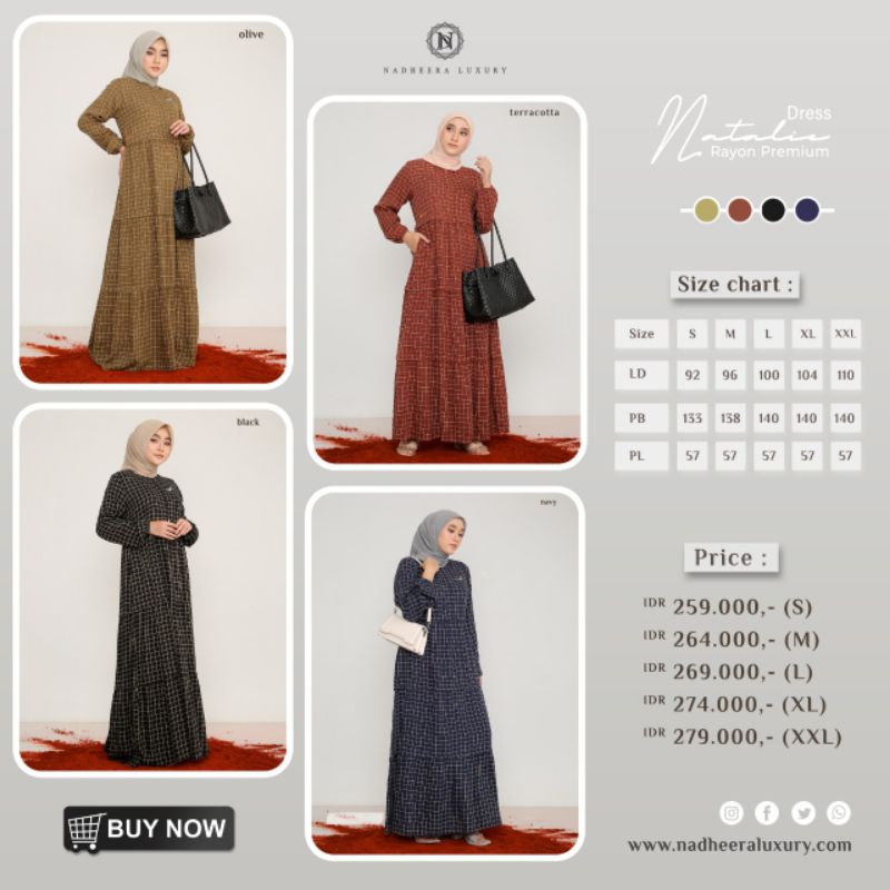 Jual DR211| NATALIE DRESS by Nadheera Luxury [ NEW - ND Pattern Tartan Series ] Gamis Nadheera ...