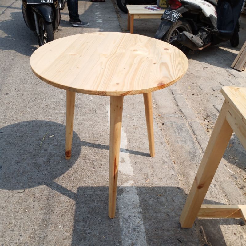 Jual Meja bulat kayu jati belanda diameter 70cm tinggi 75cm | Shopee ...
