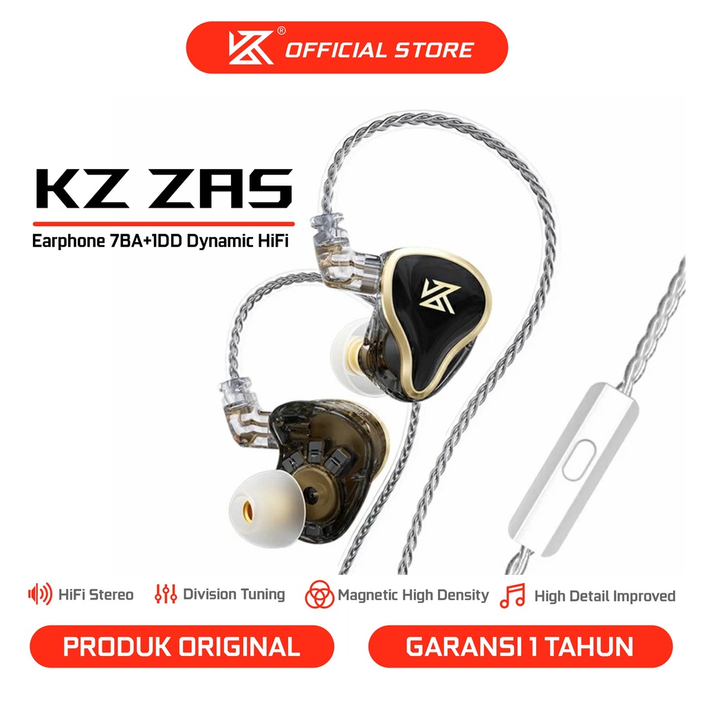 Jual [KZ Official Store] KZ ZAS Earphone 7BA+1DD Dynamic HiFi Bass | Shopee Indonesia