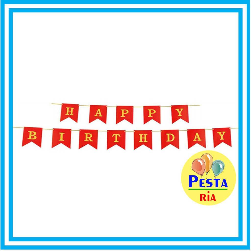 Jual Murah !! 1 Set Banner hbd warna MERAH,banner ulang tahun, banner ...