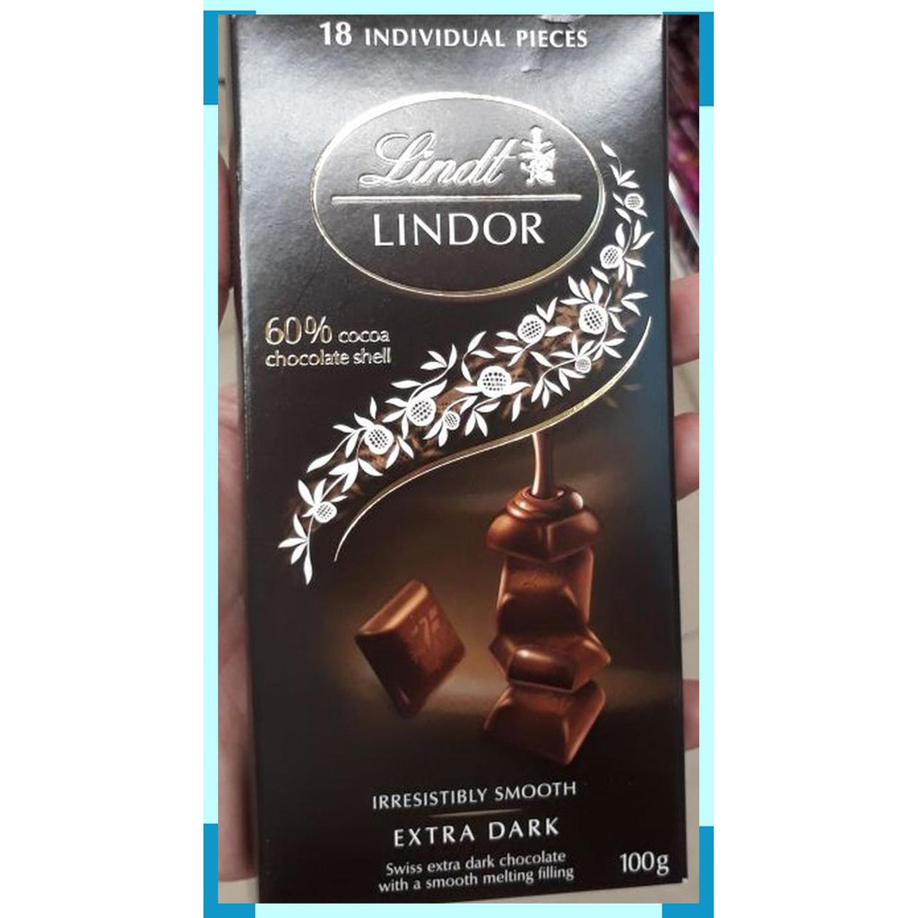Jual Lindt Lindor 18 individual piece chocolate extra dark 100 gram ...