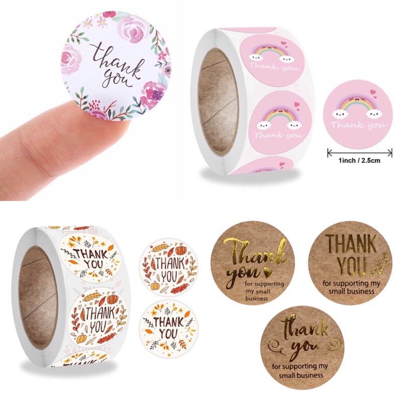 Jual [500PCS/1 ROLL] Thank You Sticker Label Kecil Stiker Bulat ...