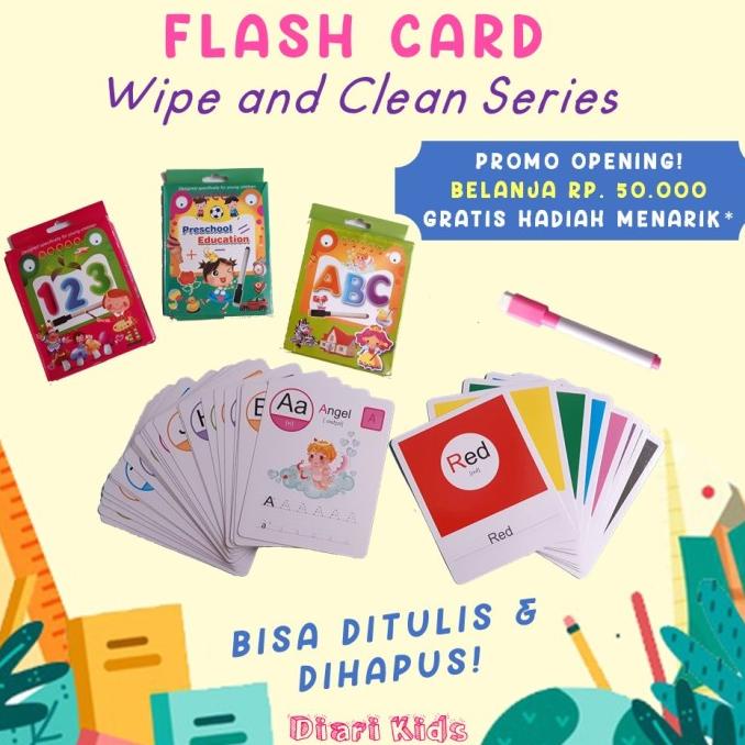 Jual Edukatif Flash Card Wipe N Clean Alfabet Huruf Angka Matematika ...