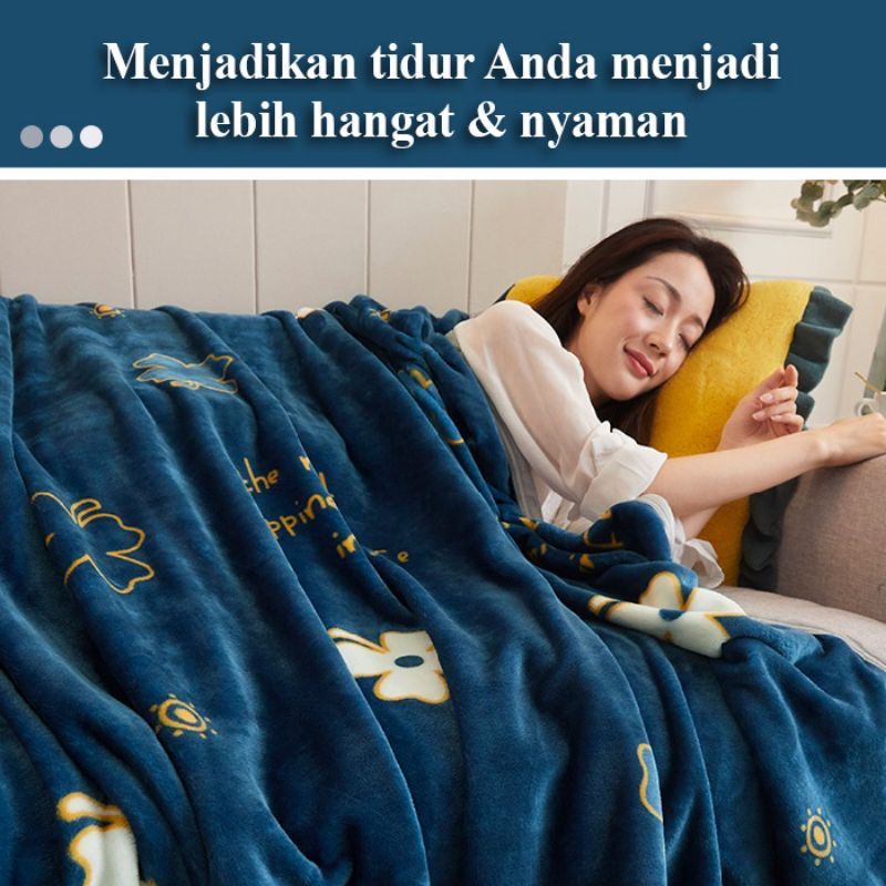 Jual Selimut Dewasa Selimut Tidur Lembut Halus Poleyester Flanel Dengan ...