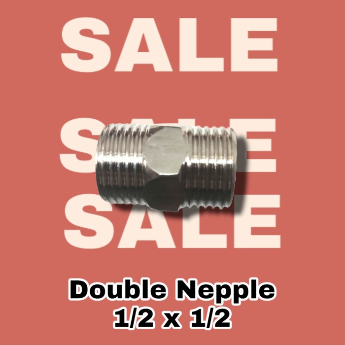 Jual Double Nepple 1/2 x 1/2 & 3/4 x 3/4 Nepel Sambungan Stainless ...
