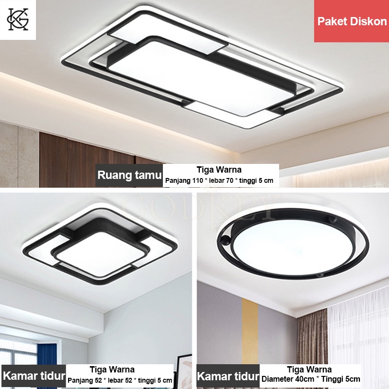 Jual TX001 Lampu LED Lampu Plafon LED 3 Warna Bentuk Persegi Gaya ...