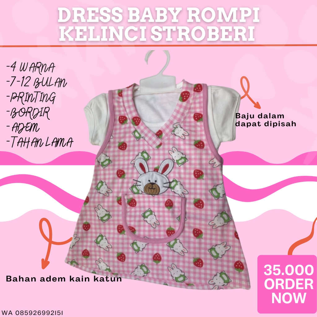 Jual Baju Baby Dress Rompi Kelinci 7-12 Bulan | Shopee Indonesia
