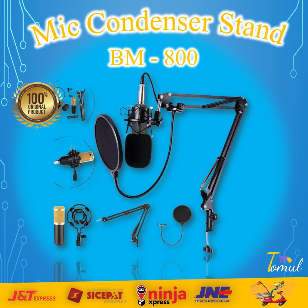 Jual Paket mic microphone mikrofon stand condenser untuk penyaring ...