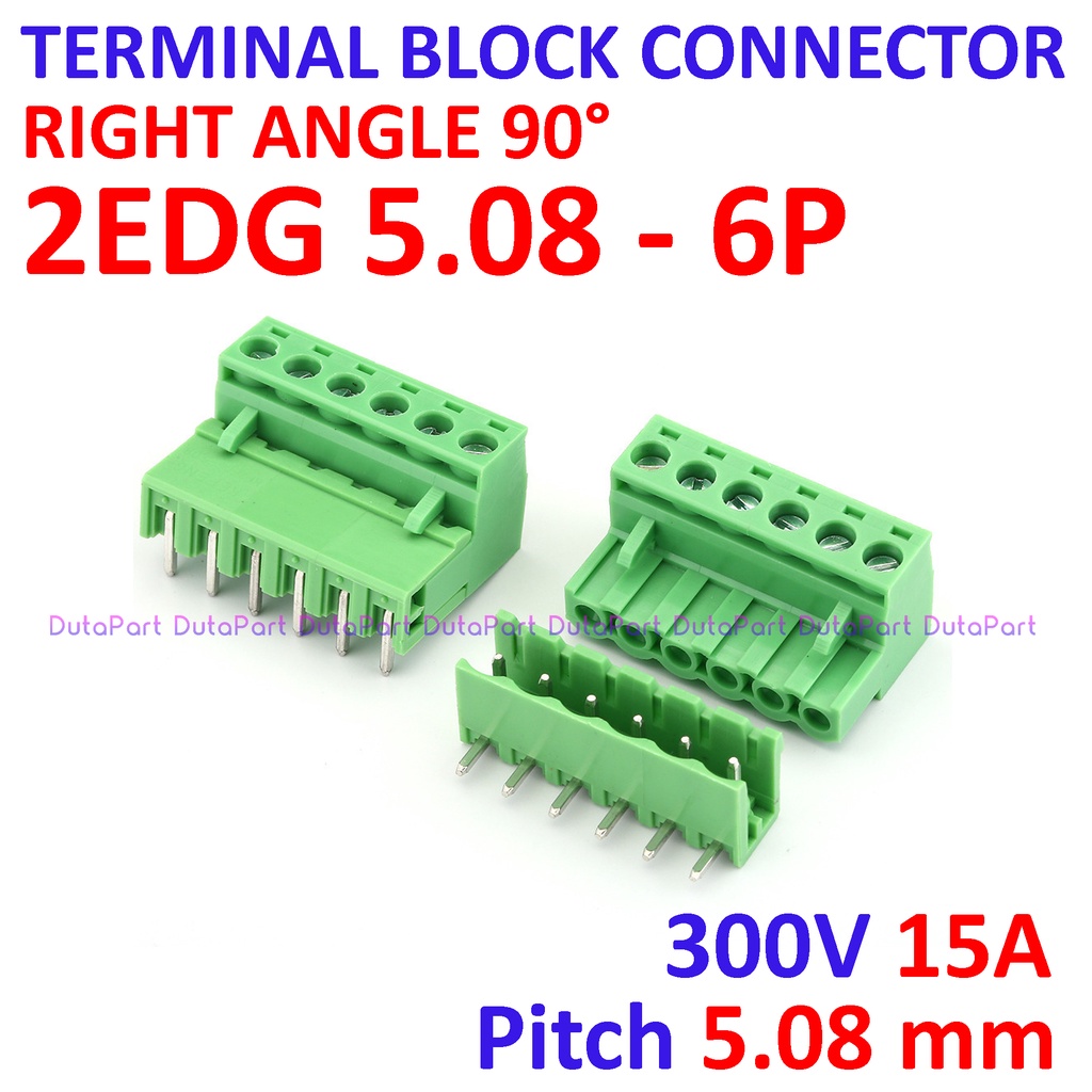 Jual 2EDG 5.08 6P 6 Pin Right Angle Siku Terminal Block Connector 5.08mm | Shopee Indonesia