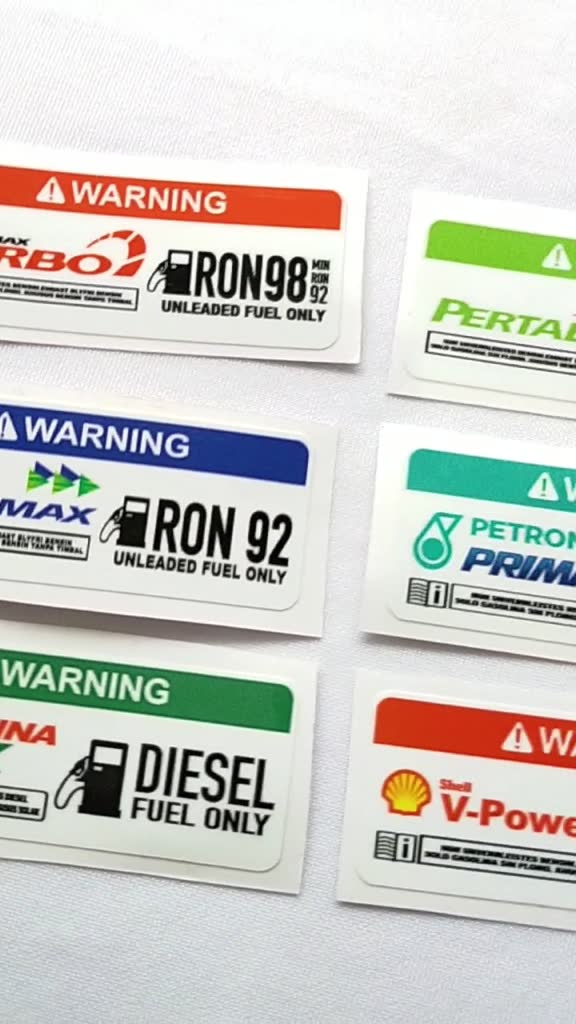 Jual sticker printing unleaded fuel only bahan bakar ron pertamax ...