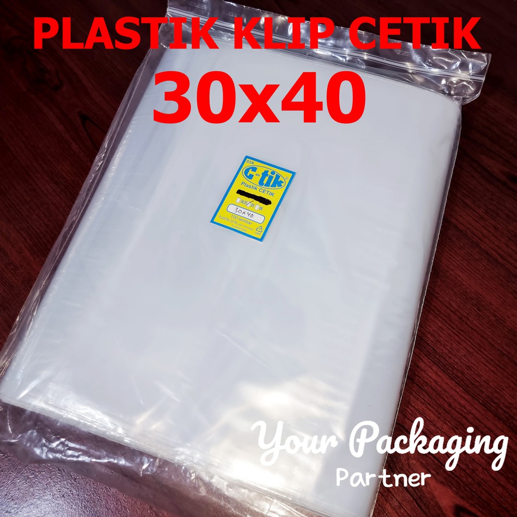 Jual (isi100) Plastik Klip Cetik 30x40 Kantong Kemasan Bungkus Baju ...