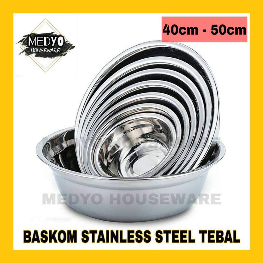 Jual Baskom Stainless Steel Tebal Dalam Tinggi Mixing Bowl Kobokan 40 ...