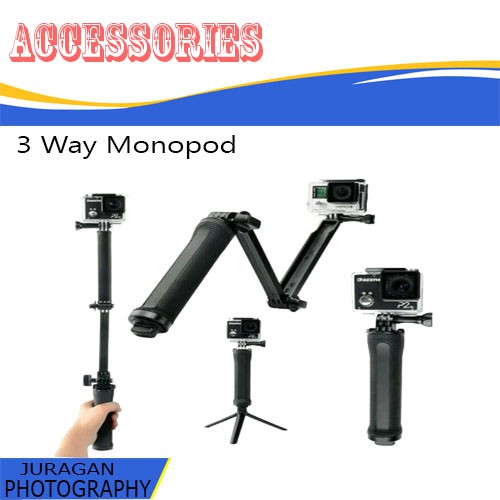 Jual 3 Way Monopod Aksesoris GoPro SJCAM Brica BPro Xiaomi Yi Kogan | Shopee Indonesia