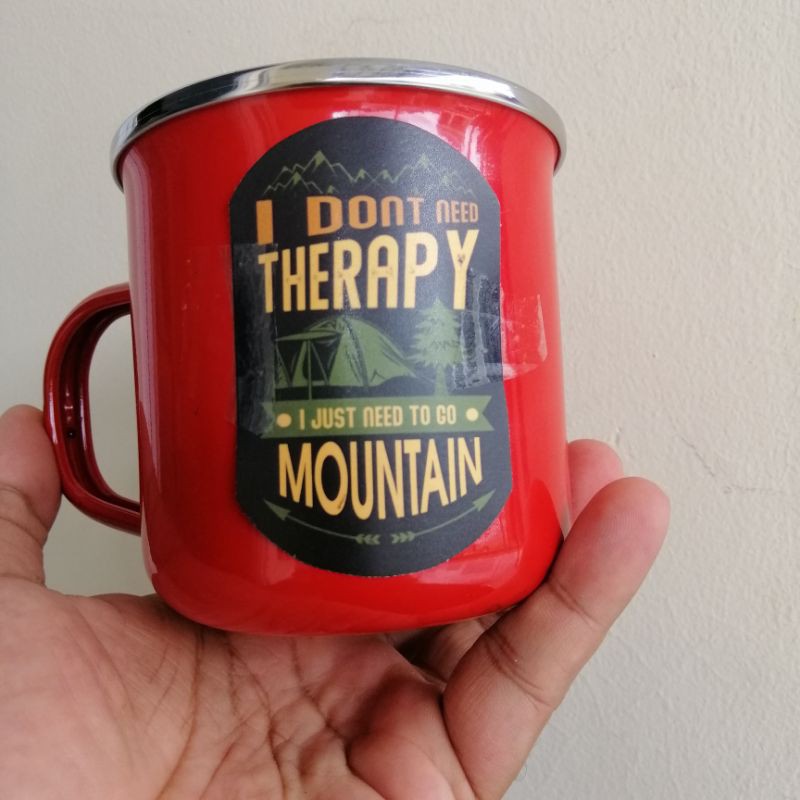 Jual Premium Gelas Mug Enamel stiker Gunung outdoor tebal diameter 9 cm ...