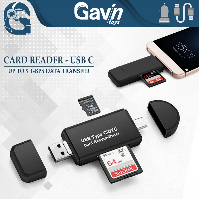 Jual USB 3 Card Reader USB C 3.0. - Micro SD Card Adapter 5 Gbps OTG 2 ...