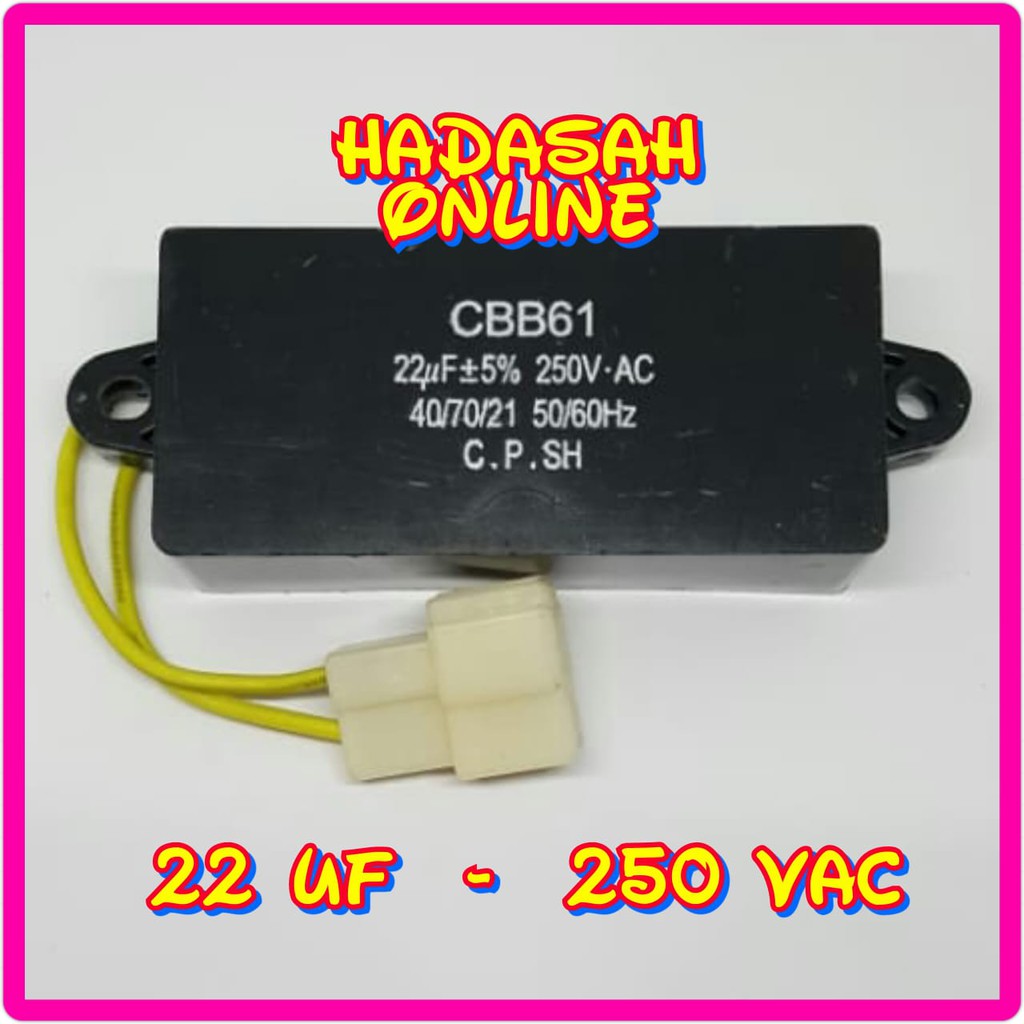Jual Kapasitor Genset 22uf 250vac Capasitor Model Petak 2kabel Kotak Plastik capacitor Gfh2500 ...
