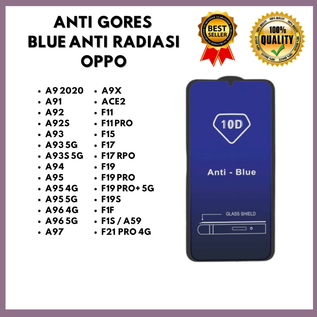 Jual Tempered Glass Anti Blue -Anti Radiasi OPPO A9 2020-A91-A92-A92S-A93-A93 5G-A93S 5G-A94-A95 ...