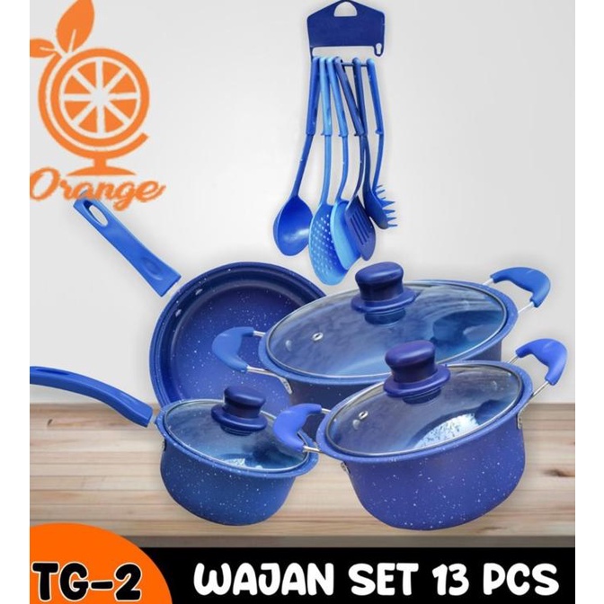Jual PERALATAN MASAK PANCI SET TEFLON MARBLE 13 PCS COOKWARE SET TUTUP ...