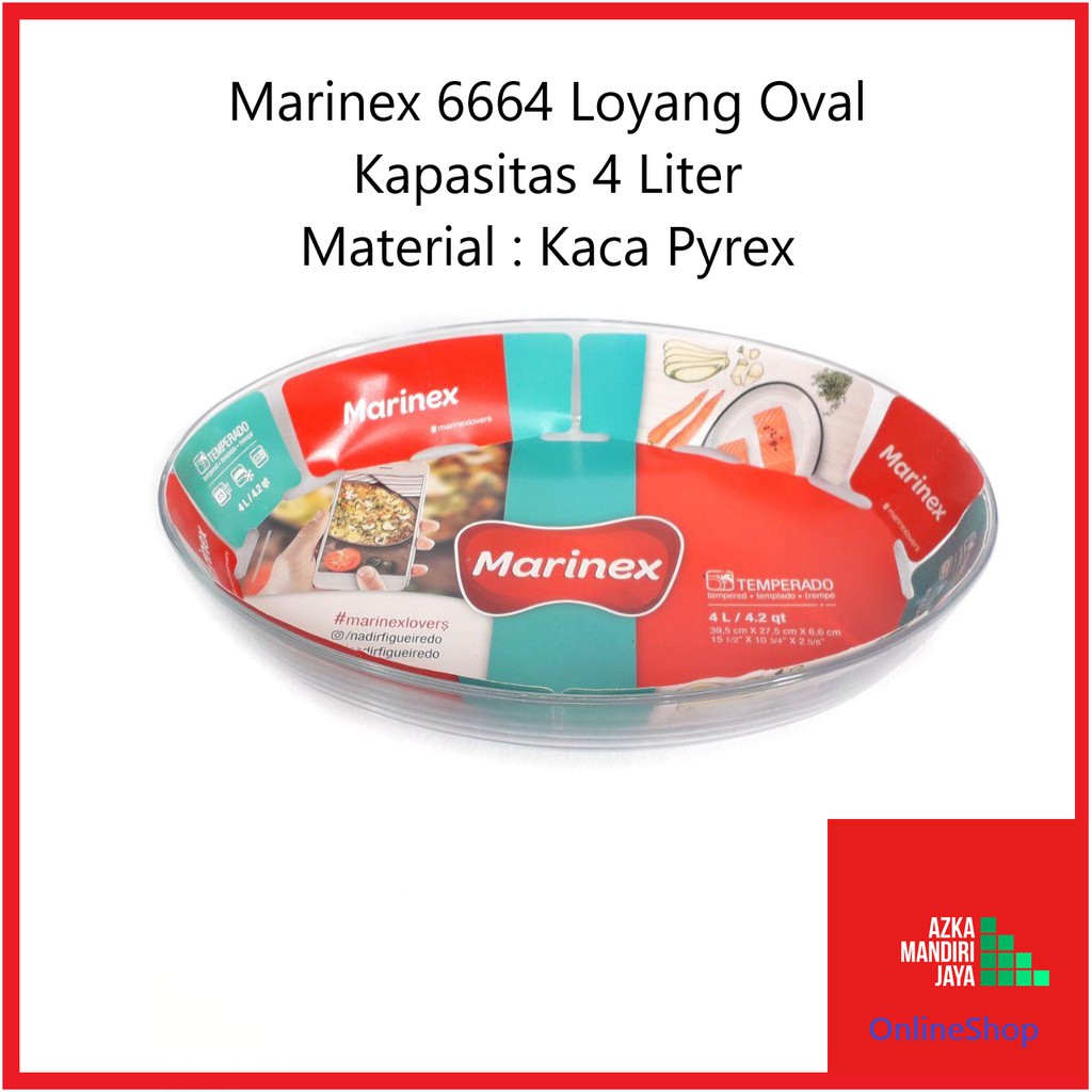 Jual Marinex 6664 Loyang Oval Kapasitas 4 Liter Material : Kaca Pyrex ...
