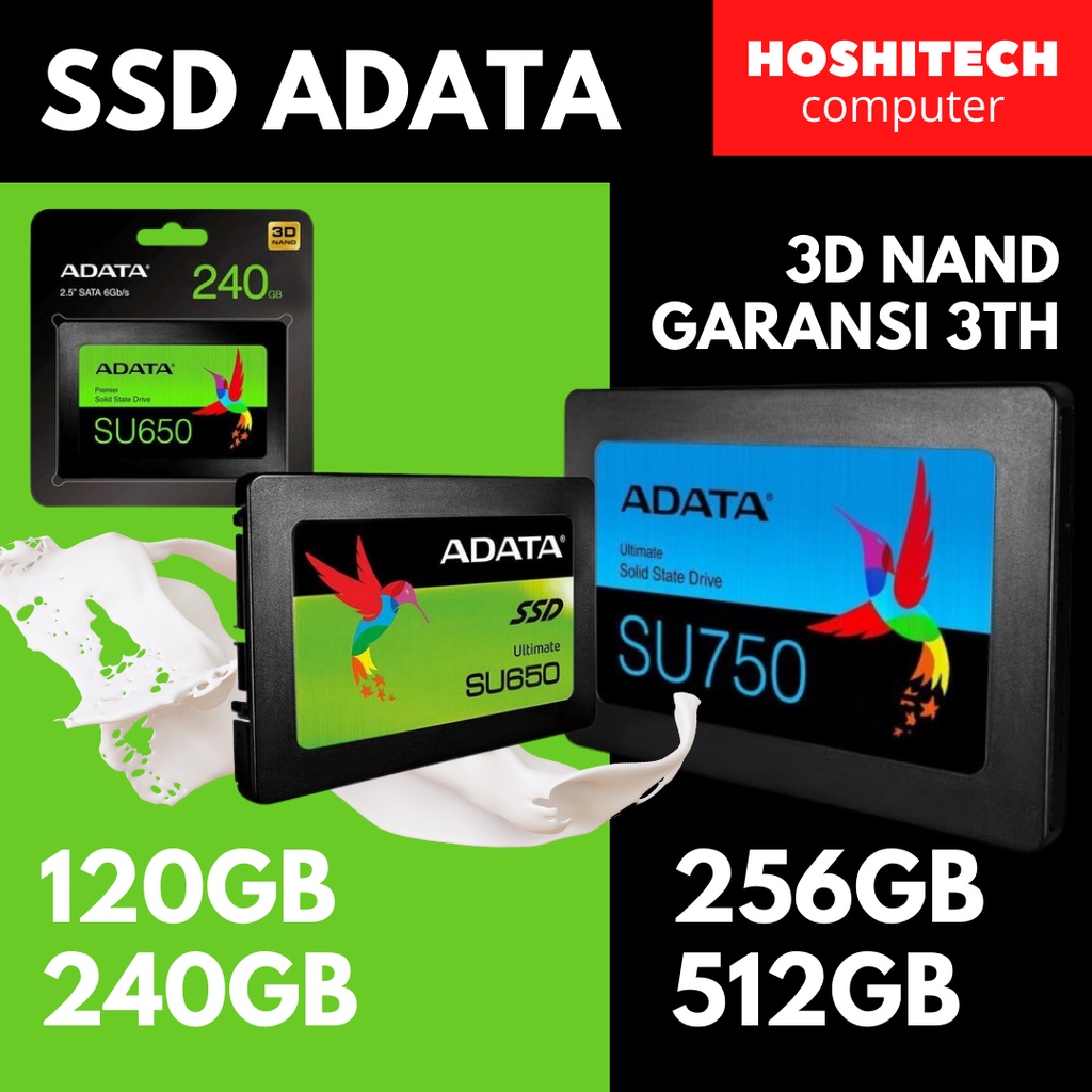 Jual SSD ADATA SU650 120GB 240GB ADATA SU750 256GB 512GB SATA RESMI 3TH ...