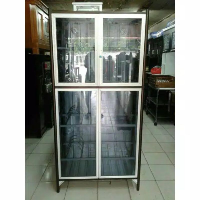 Jual Rak Piring 2 Pintu Full Box ( Tiang Besar + Kaca Riben) | Shopee ...