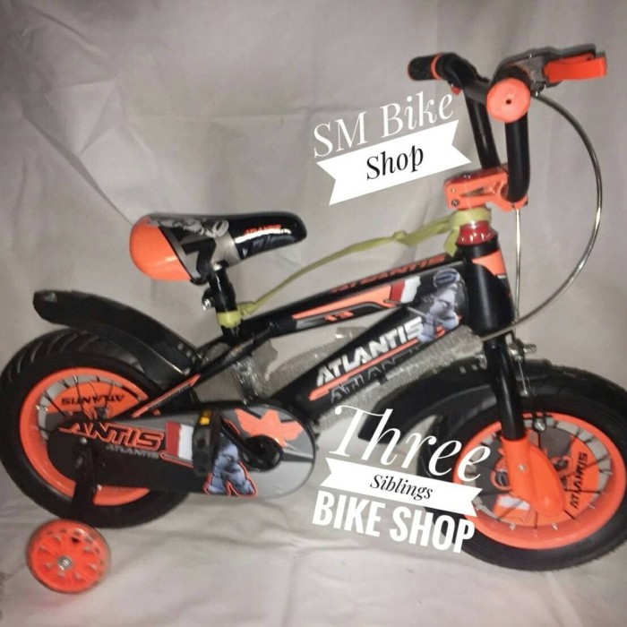 Jual SEPEDA ANAK BMX 12 INCH ATLANTIS BAN JUMBO WARNA HITAM ORANGE ...